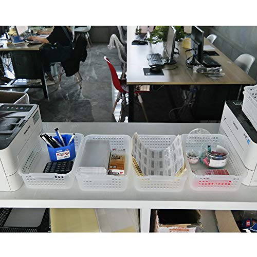 Qskely Rectangular Plastic Storage Organization Trays Baskets in Clear, 6-Pack