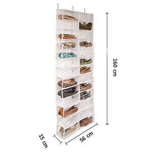 VONOTO Hanging Shoe Shelves Closet Organizer, Over The Door Shoe Organizer, 26 Pockets, PVC Shoe Rack Door Shelf Hanger Holder Storage Bag 22 x 6.3 x 63 inch (Black)