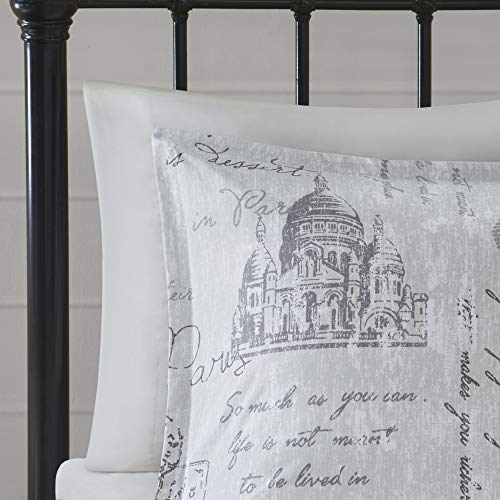 510 DESIGN 5DS10-0174 Marseille 5-Piece Reversible Paris Printed Comforter Set Gray/Charcoal Full/Queen