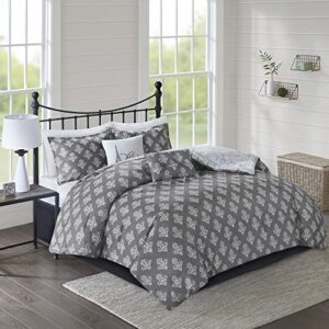 510 DESIGN 5DS10-0174 Marseille 5-Piece Reversible Paris Printed Comforter Set Gray/Charcoal Full/Queen