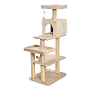 Amazon Basics Extra Large Cat Tree Tower with Condo - 24 x 56 x 19 Inches, Beige