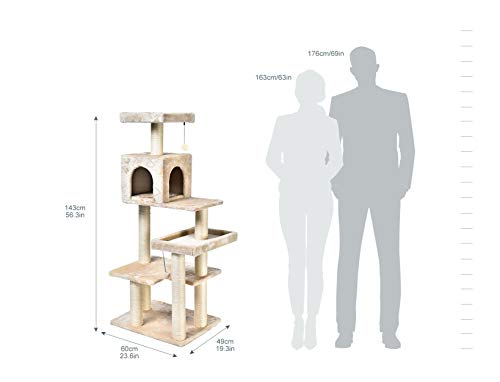 Amazon Basics Extra Large Cat Tree Tower with Condo - 24 x 56 x 19 Inches, Beige