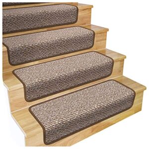 house, home and more set of 15 overstep attachable carpet stair treads - praline brown - 17 inches x 30 inches