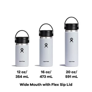 Hydro Flask Wide Mouth Bottle with Flex Sip Lid - Insulated Water Bottle Travel Cup Coffee Mug Black 20 oz