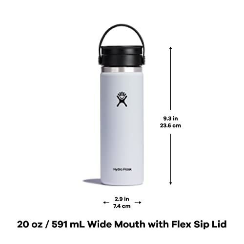 Hydro Flask Wide Mouth Bottle with Flex Sip Lid - Insulated Water Bottle Travel Cup Coffee Mug Black 20 oz