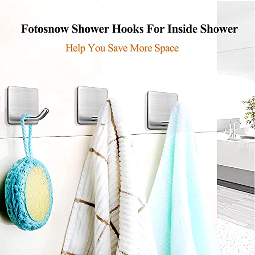 Towel Hooks Holder Adhesive Wall Hooks Stainless Steel Waterproof Shower Heavy Duty Stick on Hooks for Hanging Coat, Hat,Towel Robe Hook Rack Wall Mount- Bathroom and Bedroom 4-Packs