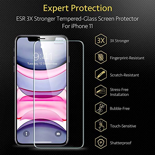 ESR Screen Protector Compatible for iPhone 11, iPhone XR [2 Pack] [Easy Installation Frame] [Case Friendly], Premium Tempered Glass Screen Protector for iPhone 6.1 Inch (2019)