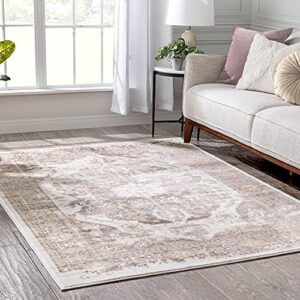 well woven kensington maxwell lavender modern medallion antique vintage distressed area rug 7'10" x 10'6"