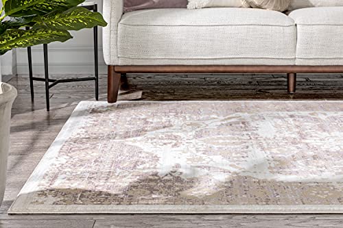 Well Woven Kensington Maxwell Lavender Modern Medallion Antique Vintage Distressed Area Rug 7'10" x 10'6"