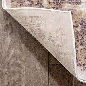 Well Woven Kensington Maxwell Lavender Modern Medallion Antique Vintage Distressed Area Rug 7'10" x 10'6"