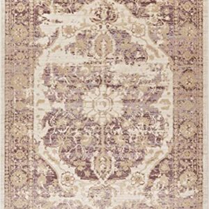 Well Woven Kensington Maxwell Lavender Modern Medallion Antique Vintage Distressed Area Rug 7'10" x 10'6"