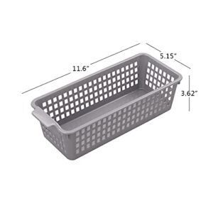 Ggbin Grey Plastic Storage Basket, Small Basket Bins, 6 Packs