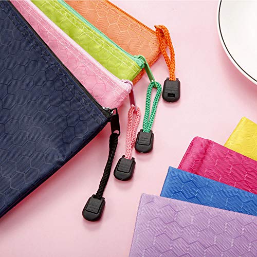 12 Pieces Zipper Waterproof Bag Pencil Pouch for Cosmetic Makeup Office Supplies and Travel Accessories (12 Colors)