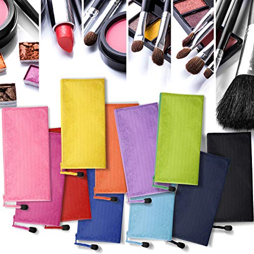 12 Pieces Zipper Waterproof Bag Pencil Pouch for Cosmetic Makeup Office Supplies and Travel Accessories (12 Colors)