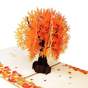 timmor magic 3d pop up cards, golden maple tree cards, birthday cards, mom cards, thank you cards, greeting cards (golden maple)