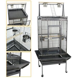 lemy 61/68 inch iron play top bird cage large pet cage birdcage with stand chinchilla macaw cockatiel cockatoo finch parakeet pet house (68 inch)