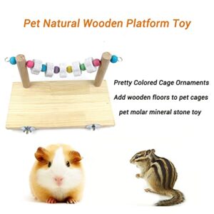 Litewoo Chinchilla Wooden Platform Perch with Teeth Chew Lava Stone Toys for Rat Hamster Squirrel Guinea Pig Chinchilla Bird Parrot