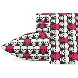 betsey johnson - queen sheets, silky & lightweight bedding, fade & wrinkle resistant (skulls, queen)