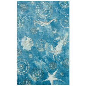 Mohawk Home Coastal Splash Aqua Area Rug, 5'x8', Blue