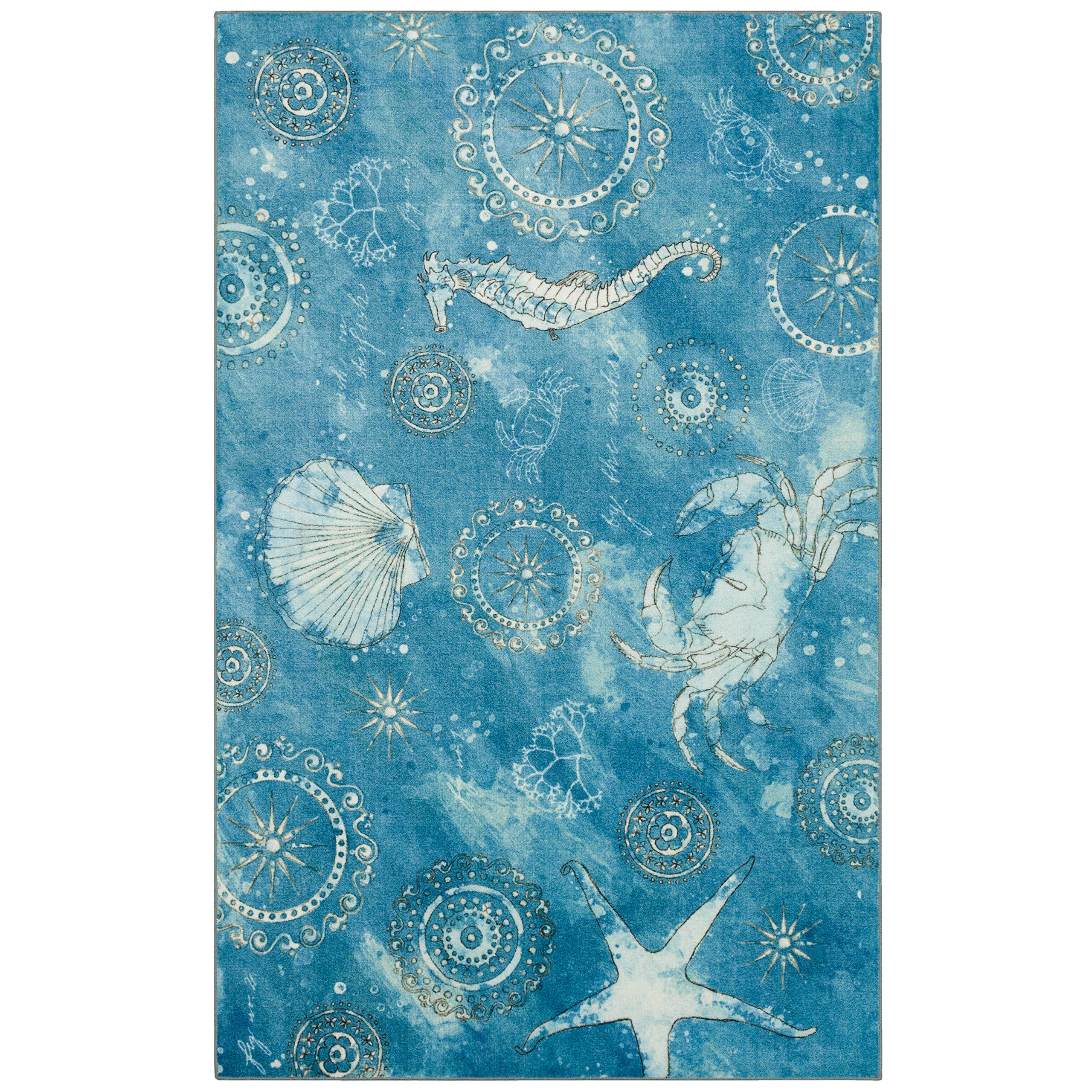 Mohawk Home Coastal Splash Aqua Area Rug, 5'x8', Blue