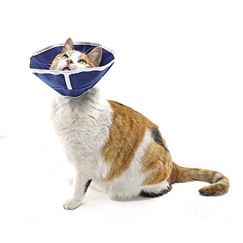 QIYADIN Soft Cat Recovery Collar Cat Cone E Collar Nonwoven Fabric Elizabethan Collar Loops-Protective Wound Healing Specially Designed for Cats and Puppies - Easy to Eat and Drink (S)