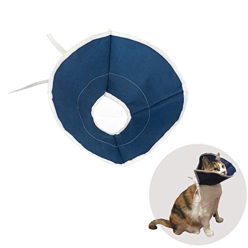 QIYADIN Soft Cat Recovery Collar Cat Cone E Collar Nonwoven Fabric Elizabethan Collar Loops-Protective Wound Healing Specially Designed for Cats and Puppies - Easy to Eat and Drink (S)