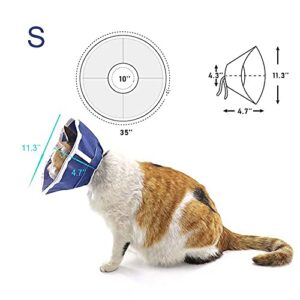 QIYADIN Soft Cat Recovery Collar Cat Cone E Collar Nonwoven Fabric Elizabethan Collar Loops-Protective Wound Healing Specially Designed for Cats and Puppies - Easy to Eat and Drink (S)