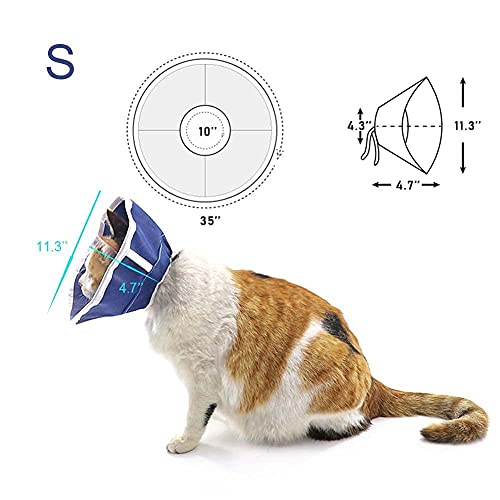 QIYADIN Soft Cat Recovery Collar Cat Cone E Collar Nonwoven Fabric Elizabethan Collar Loops-Protective Wound Healing Specially Designed for Cats and Puppies - Easy to Eat and Drink (S)