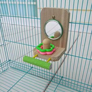 Bird Perch Mirror Toy Stand Parrot Chew Toy Intelligence Training Grinding Claw Trim Beak for Small Parakeet Cockatiel Conure Lovebird Canary Lovebird Budgie, Cage Accessories (Color Random)