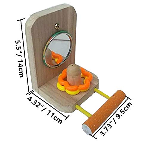 Bird Perch Mirror Toy Stand Parrot Chew Toy Intelligence Training Grinding Claw Trim Beak for Small Parakeet Cockatiel Conure Lovebird Canary Lovebird Budgie, Cage Accessories (Color Random)