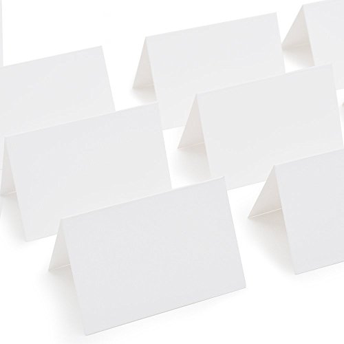 AZAZA 50 Pcs White Blank Place Cards - Textured Table Tent Cards Seating Place Cards for Weddings Banquets Dinner Parties 2.5" x 3.75"