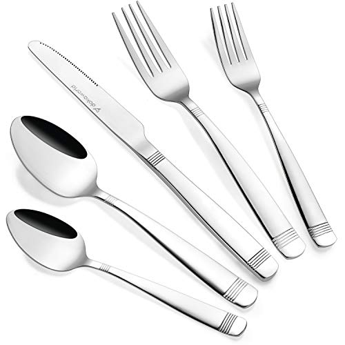 Stainless Steel Flatware - Silverware Set for 8-40 Piece Cutlery Set - 18/10 Flatware Set - Silverwear Set - Dinnerware Stainless Steel Flatware Set - Spoons and Forks Set Stainless Steel