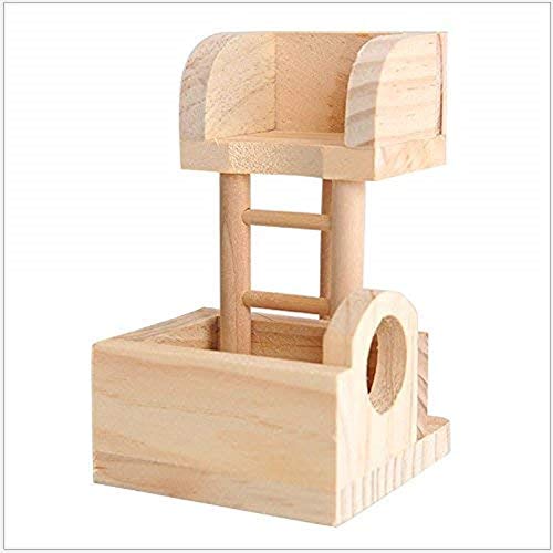 Litewoo Hamsters Wood House Climbing Ladder Lookout Tower Rat Mouse Wooden Climbing Playing Toys Lookout Platform