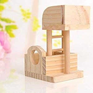 Litewoo Hamsters Wood House Climbing Ladder Lookout Tower Rat Mouse Wooden Climbing Playing Toys Lookout Platform