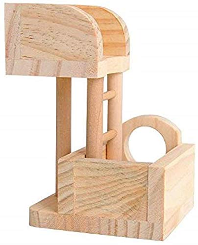 Litewoo Hamsters Wood House Climbing Ladder Lookout Tower Rat Mouse Wooden Climbing Playing Toys Lookout Platform