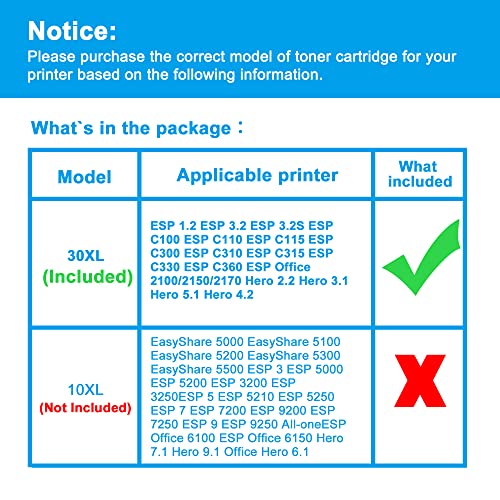 LCL Compatible Ink Cartridge Replacement for Kodak 30 30XL 30B 30CL 1.2 3.2 3.2S C100 C110 C115 C300 C310 C315 C330 C360 2100 2150 2170 2.2 3.1 5.1 4.2 (10-Pack 5Black 5Color )