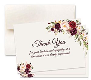 impressions 50 sympathy acknowledgement cards, funeral thank you notes,includes envelopes