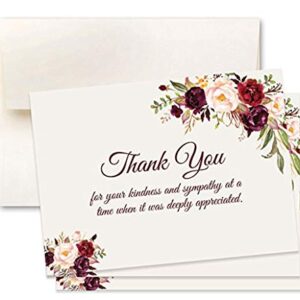 Impressions 50 Sympathy Acknowledgement Cards, Funeral Thank You Notes,Includes Envelopes