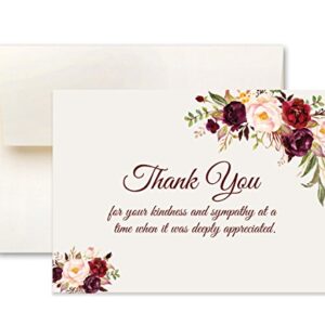 Impressions 50 Sympathy Acknowledgement Cards, Funeral Thank You Notes,Includes Envelopes