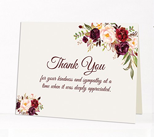 Impressions 50 Sympathy Acknowledgement Cards, Funeral Thank You Notes,Includes Envelopes