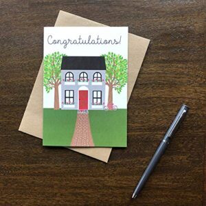 Tiny Expressions New Home Congratulations Greeting Cards with Inside Message and Kraft Envelopes (4 Cards)