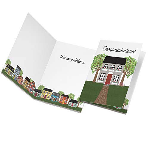 Tiny Expressions New Home Congratulations Greeting Cards with Inside Message and Kraft Envelopes (4 Cards)