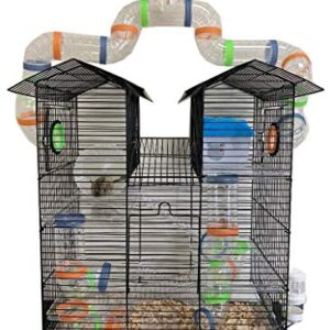 New 3 Level Sparkle Clear Transparent Syrian Hamster Mice Mouse Rat Cage with Large Top Running Ball