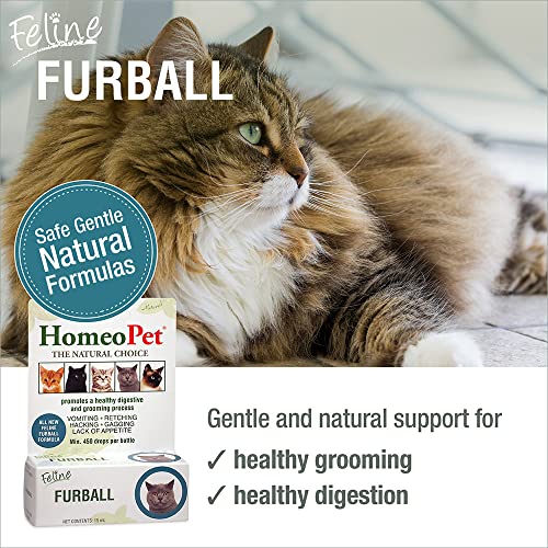 HomeoPet Feline Furball, Natural Hairball Support, 15 Milliliters