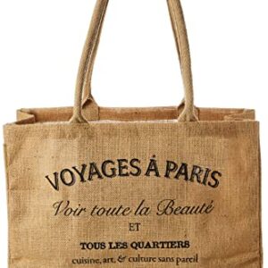 KAF Home Jute Market Tote Handles Reusable Grocery Bag, Voyages