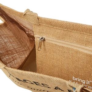 KAF Home Jute Market Tote Handles Reusable Grocery Bag, Voyages