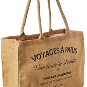 KAF Home Jute Market Tote Handles Reusable Grocery Bag, Voyages