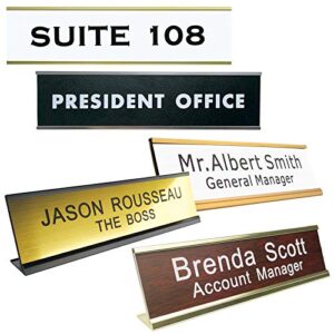 personalized name plate with wall or desk holder customized engraving 2x8