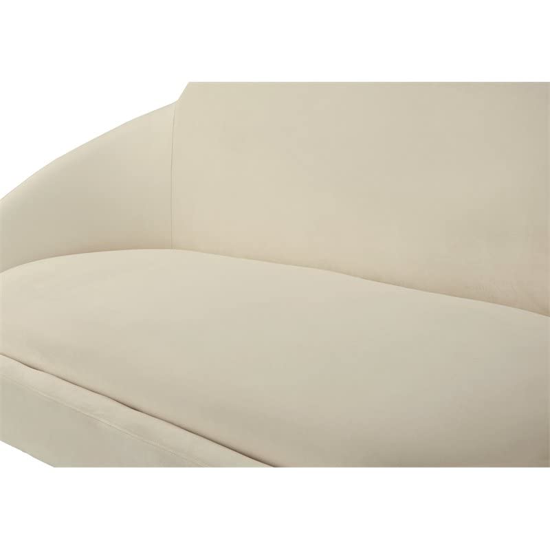 TOV Furniture The Cloud Collection Modern Velvet Upholstered Living Room Settee, Cream