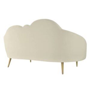 TOV Furniture The Cloud Collection Modern Velvet Upholstered Living Room Settee, Cream